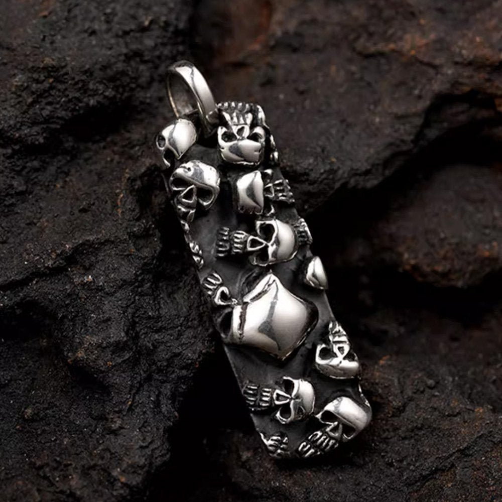 Mens Sterling Silver Handmade Skulls Tag Pendant Necklace – Jewelry1000