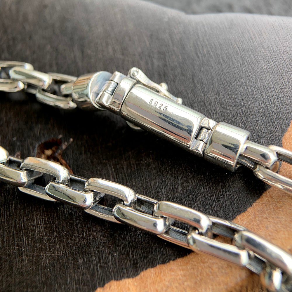 Men’s Sterling Silver Link Bracelet – Rectangle Chain | Silver Bracelet ...