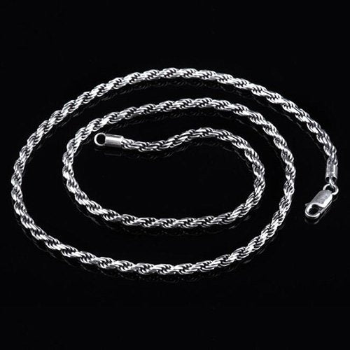 3mm Men's Sterling Silver Rope Chain - Jewelry1000.com