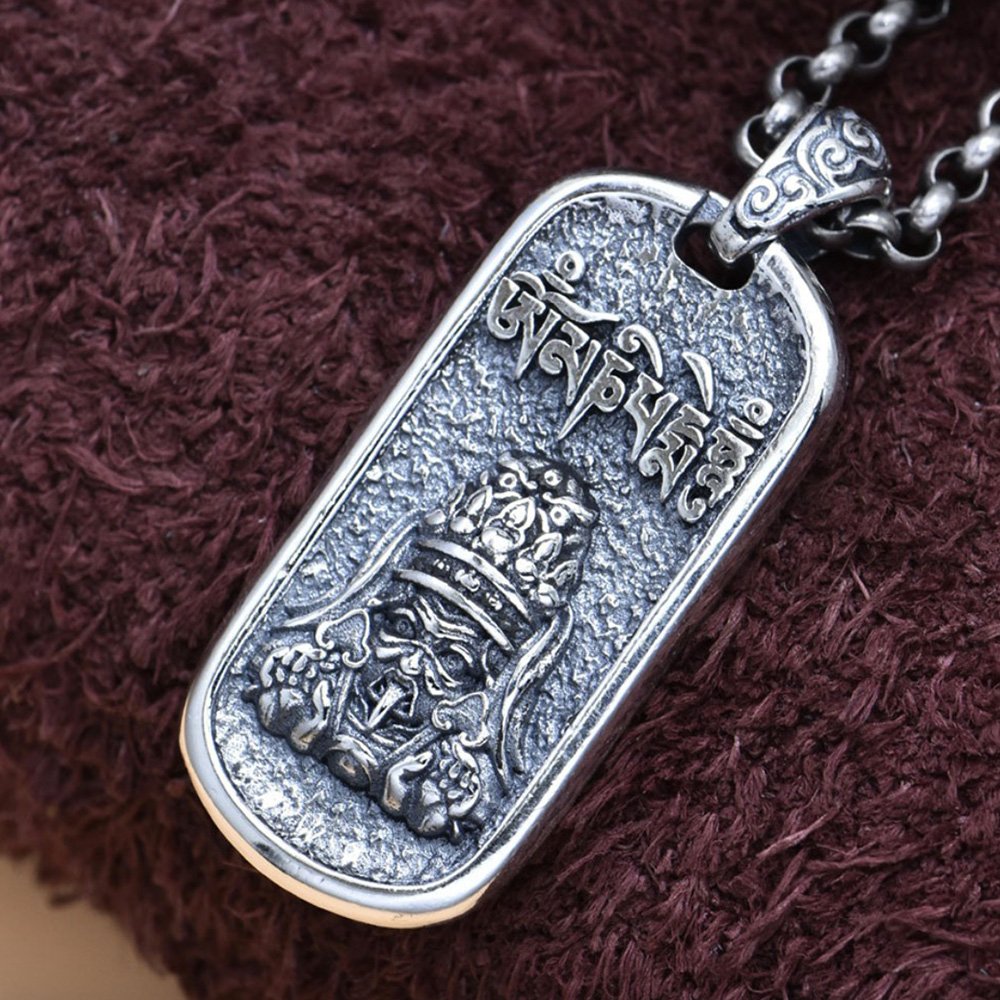 Mens Sterling Silver Zakiram Tibetan God of Wealth Necklace – Jewelry1000