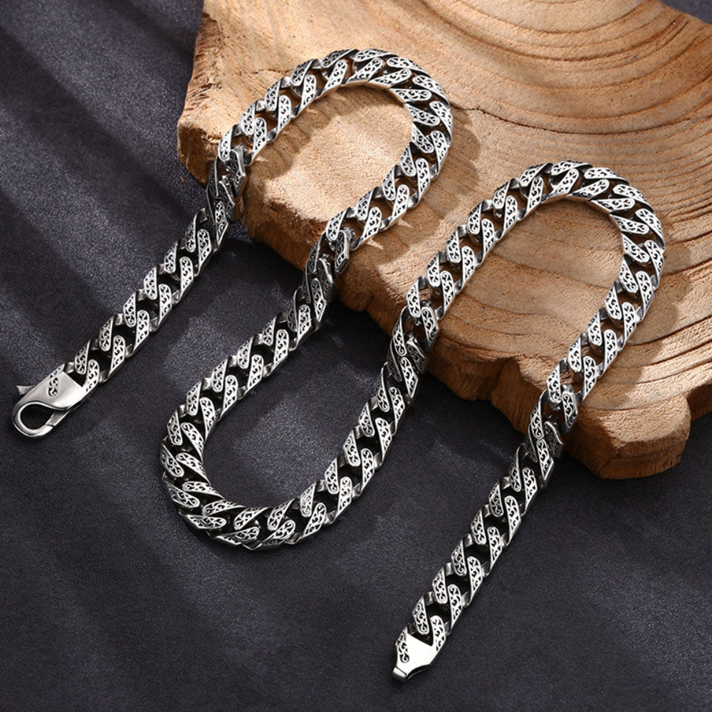 Men's Sterling Silver Ivy Pattern Cuban Link Chain – Jewelry1000