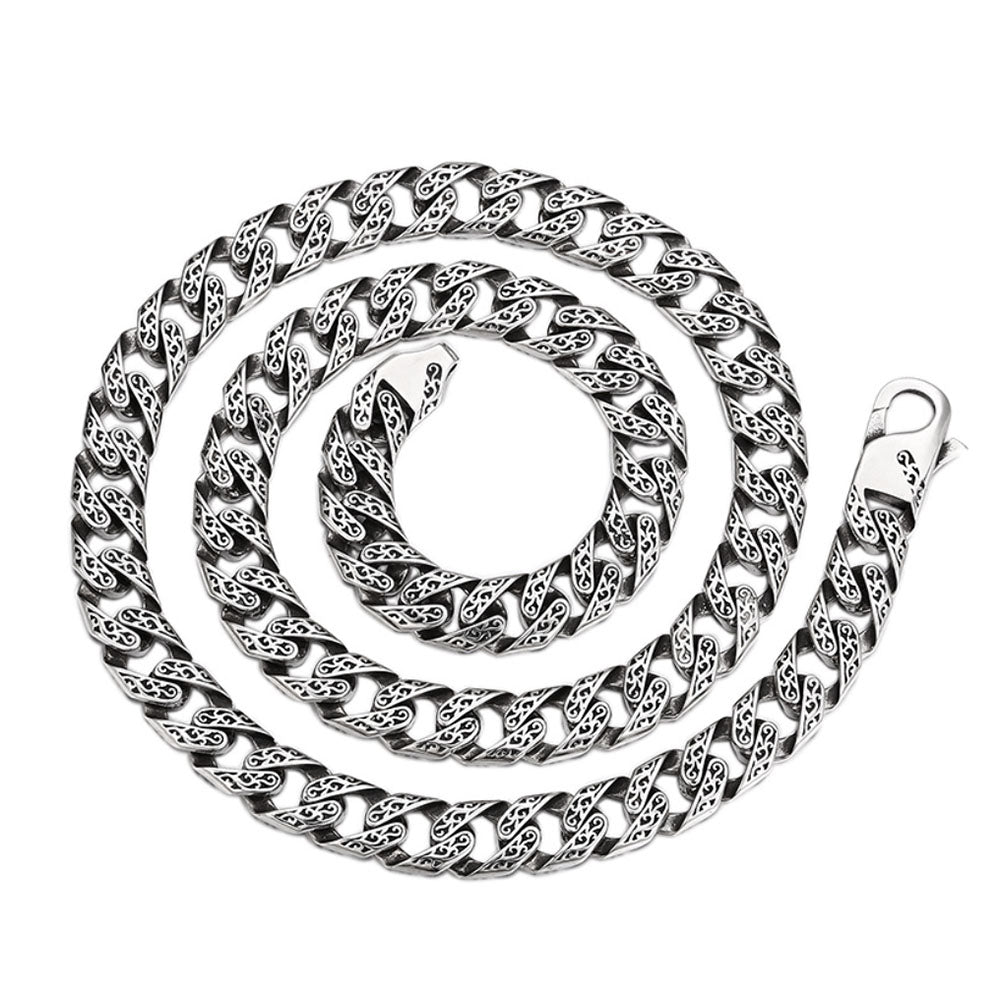 Men's Sterling Silver Ivy Pattern Cuban Link Chain – Jewelry1000