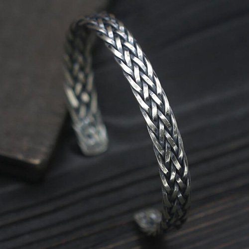 Sterling Silver Braided Cuff Bracelet - Jewelry1000.com