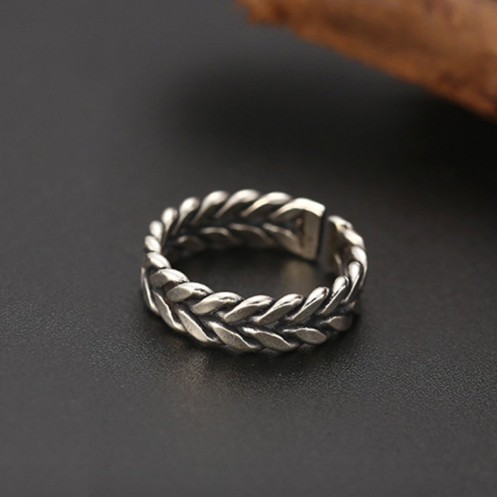 Sterling Silver Braided Pinky Ring - Jewelry1000.com