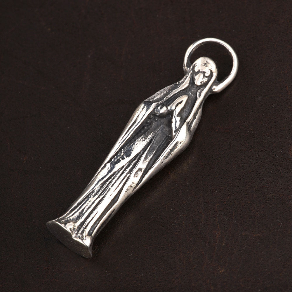 Sterling Silver Virgin Mary Statue Pendant Necklace - Jewelry1000.com