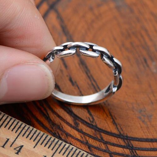 Women's Sterling Silver Chain Ring - Jewelry1000.com